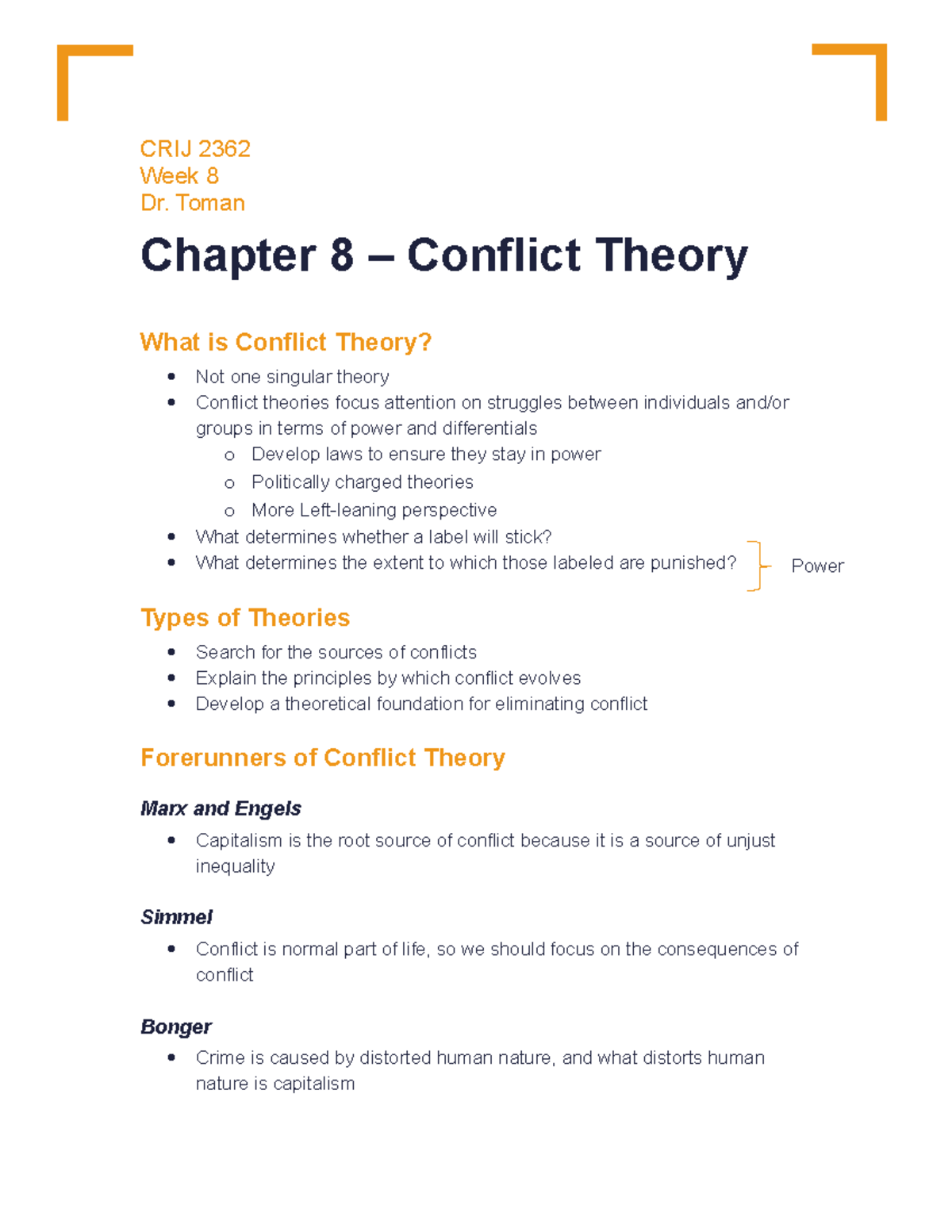 Chapter 8 - Conflict Theory - CRIJ 2362 Week 8 Dr. Toman Chapter 8 ...