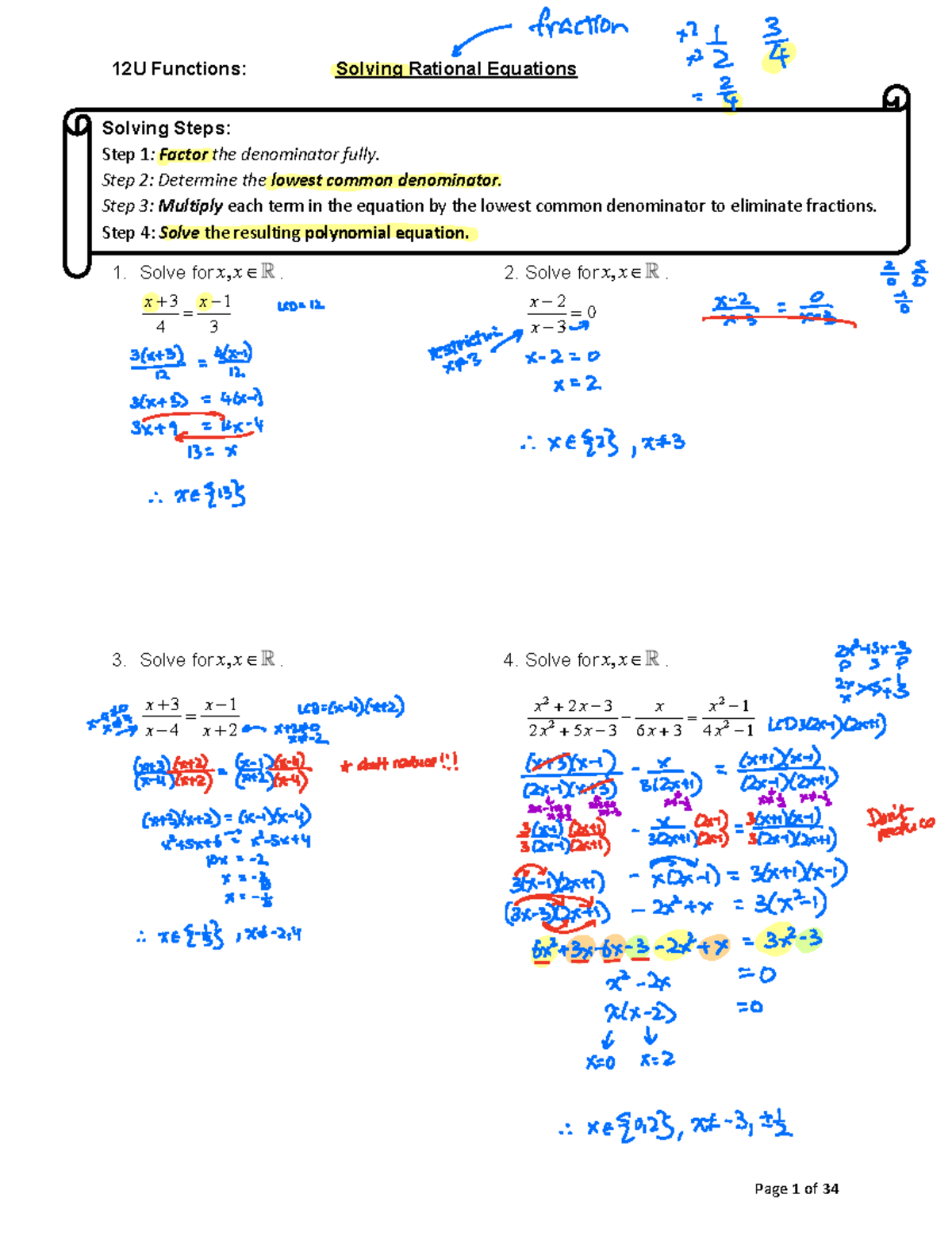April 3 (More curve sketching) - 12U Functions: Solving Rational ...
