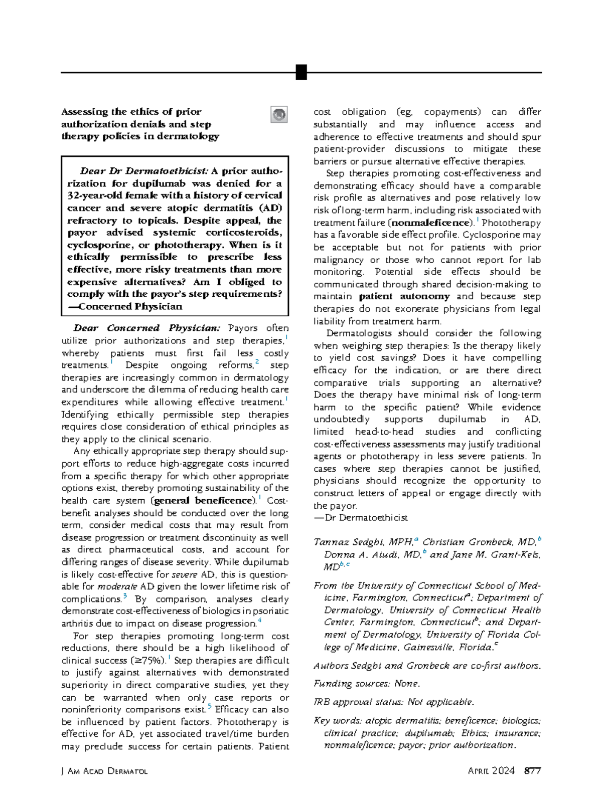 Assessing the ethics of prior authorization denial - Despite appeal ...