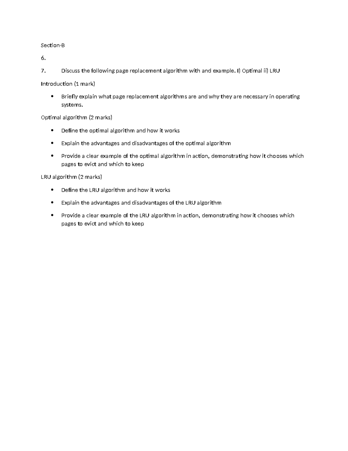 Operating System - Section-B 6. 7. Discuss the following page ...
