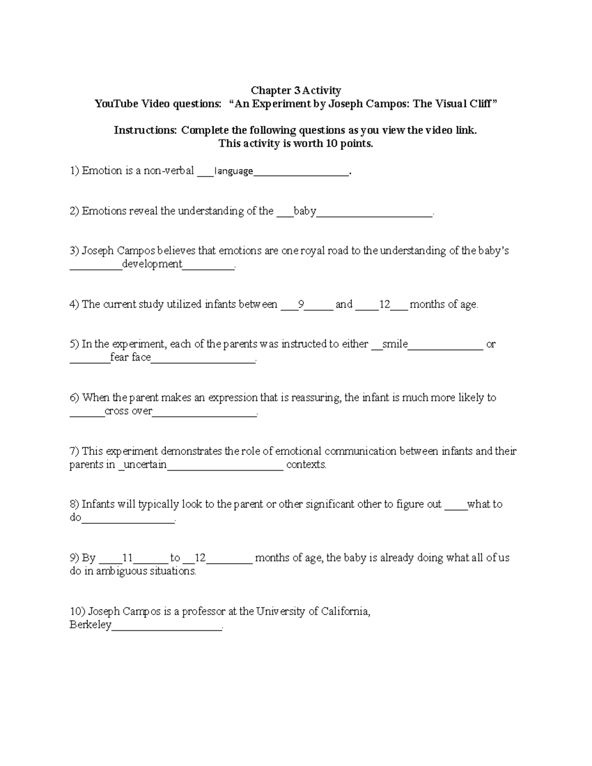 Ch3-Activity Worksheet - Chapter 3 Activity YouTube Video questions ...