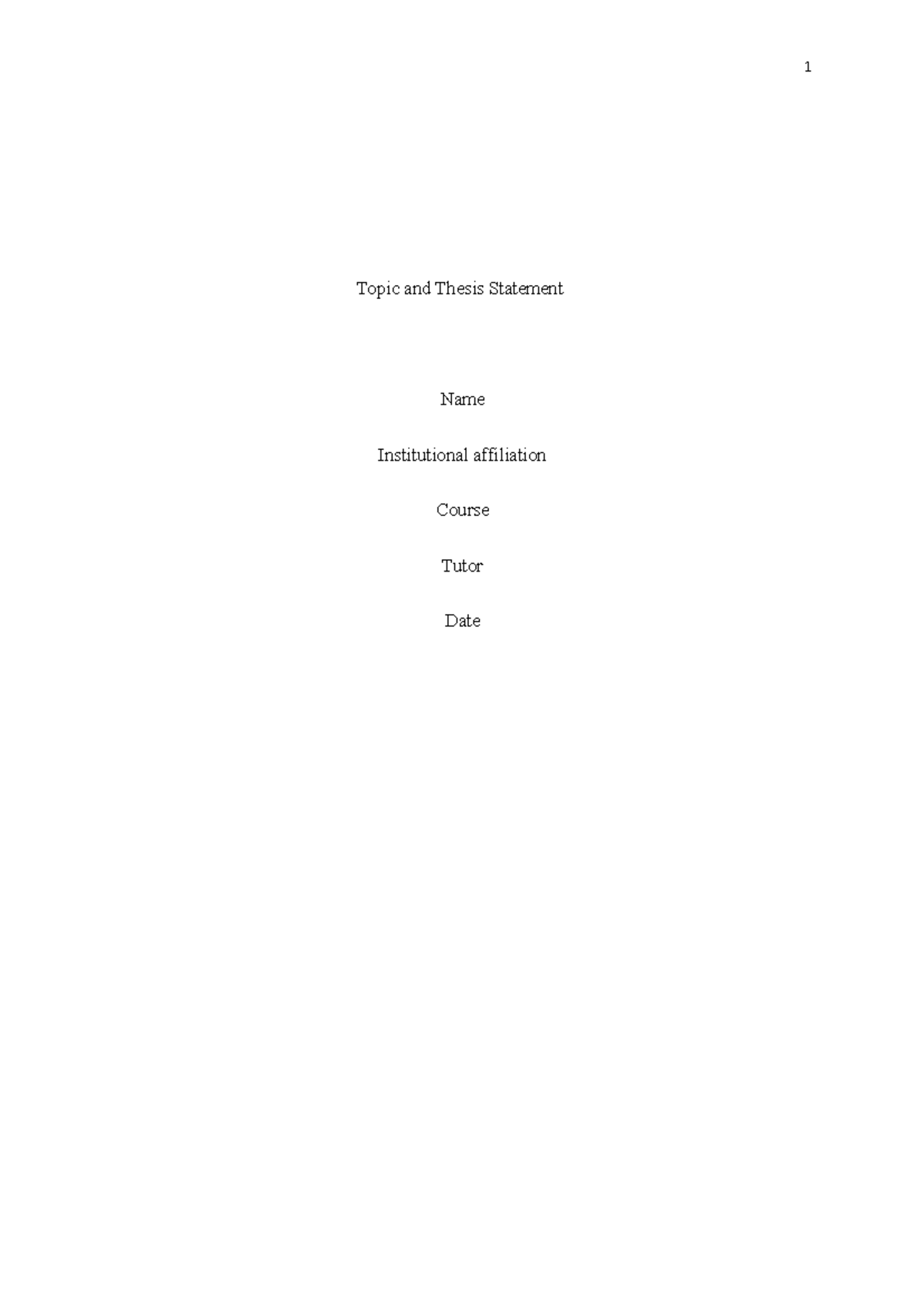 Research Paper Topic and Thesis Statement Assignment - Topic and Thesis ...