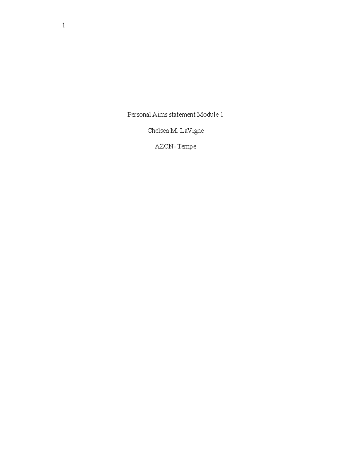 IHI Reflective Questions - 1 Personal Aims statement Module 1 Chelsea M ...