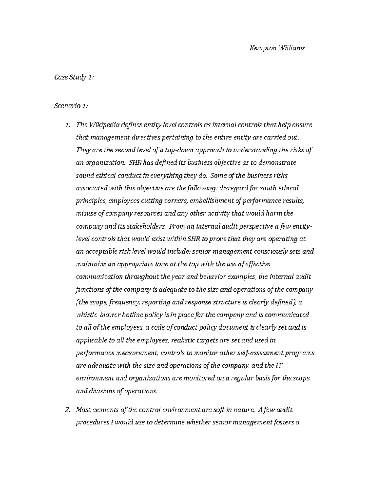 178401563 - Williams, Kempton Case Study 1 - Kempton Williams Case ...