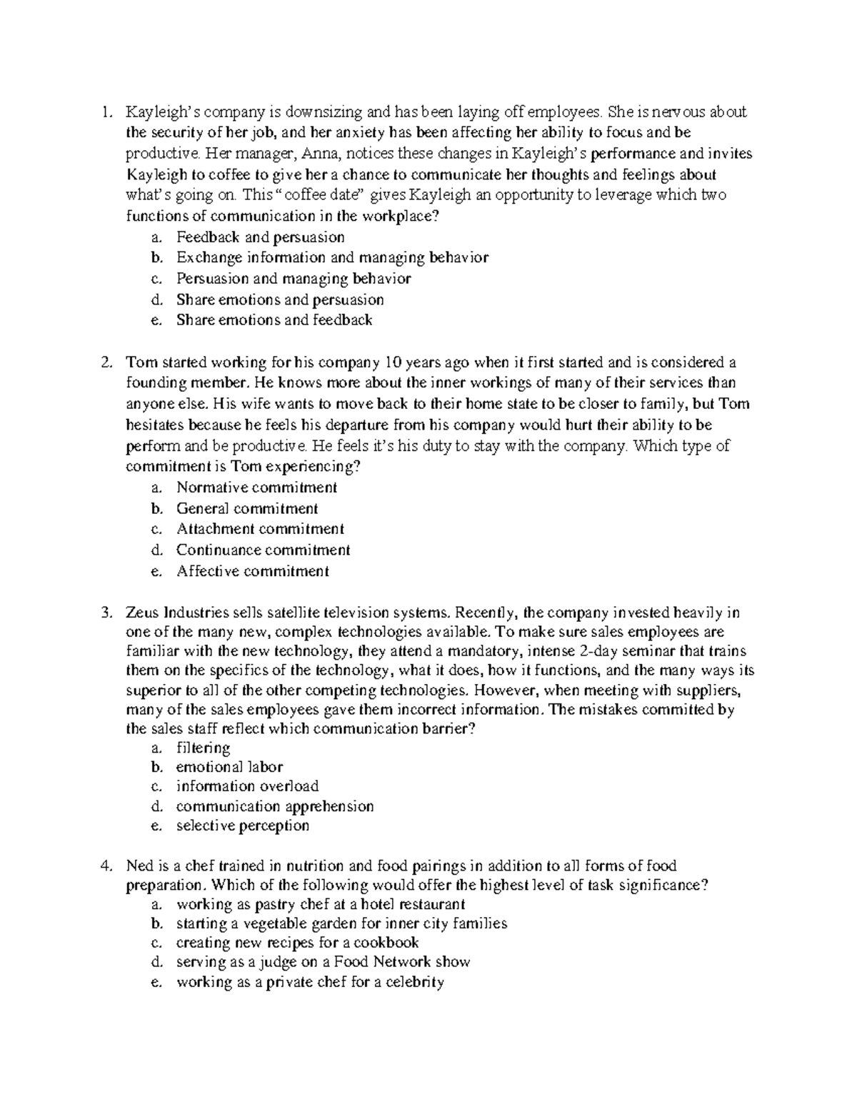 Exam 3 Practice Questions comprehensive examples - MGT 3305 - Baylor ...