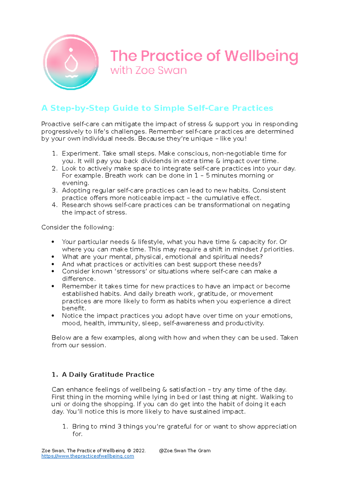 Stress Less Achieve More Handout - A Step-by-Step Guide to Simple Self ...