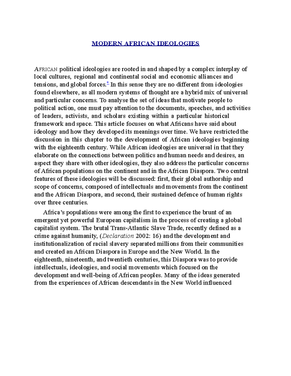 Modern African Ideologies - MODERN AFRICAN IDEOLOGIES AFRICAN political ...