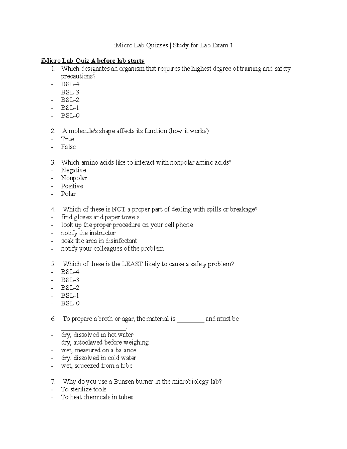 I Micro Lab Quizzes A, B, C, D - iMicro Lab Quizzes | Study for Lab ...