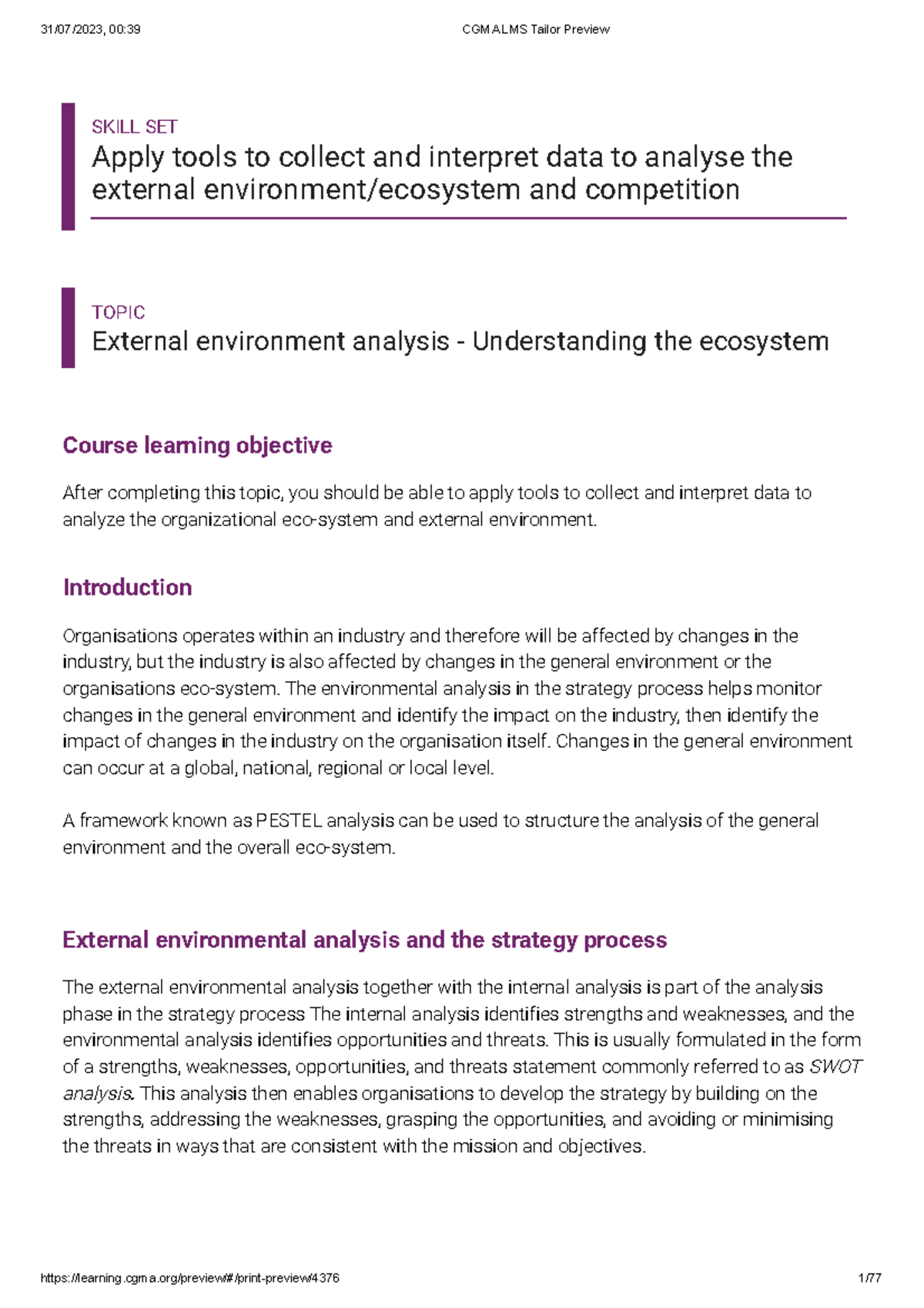 3. External enviroment, ecosystem and competition - SKILL SET Apply ...