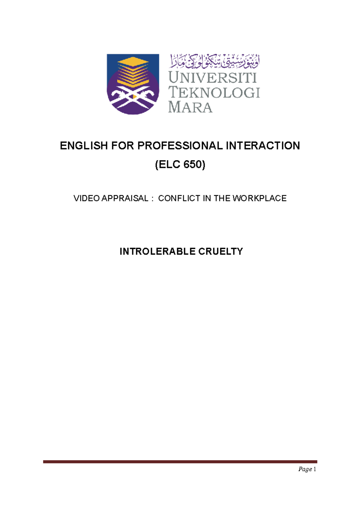 ELC - final - tutorial work - ENGLISH FOR PROFESSIONAL INTERACTION (ELC ...