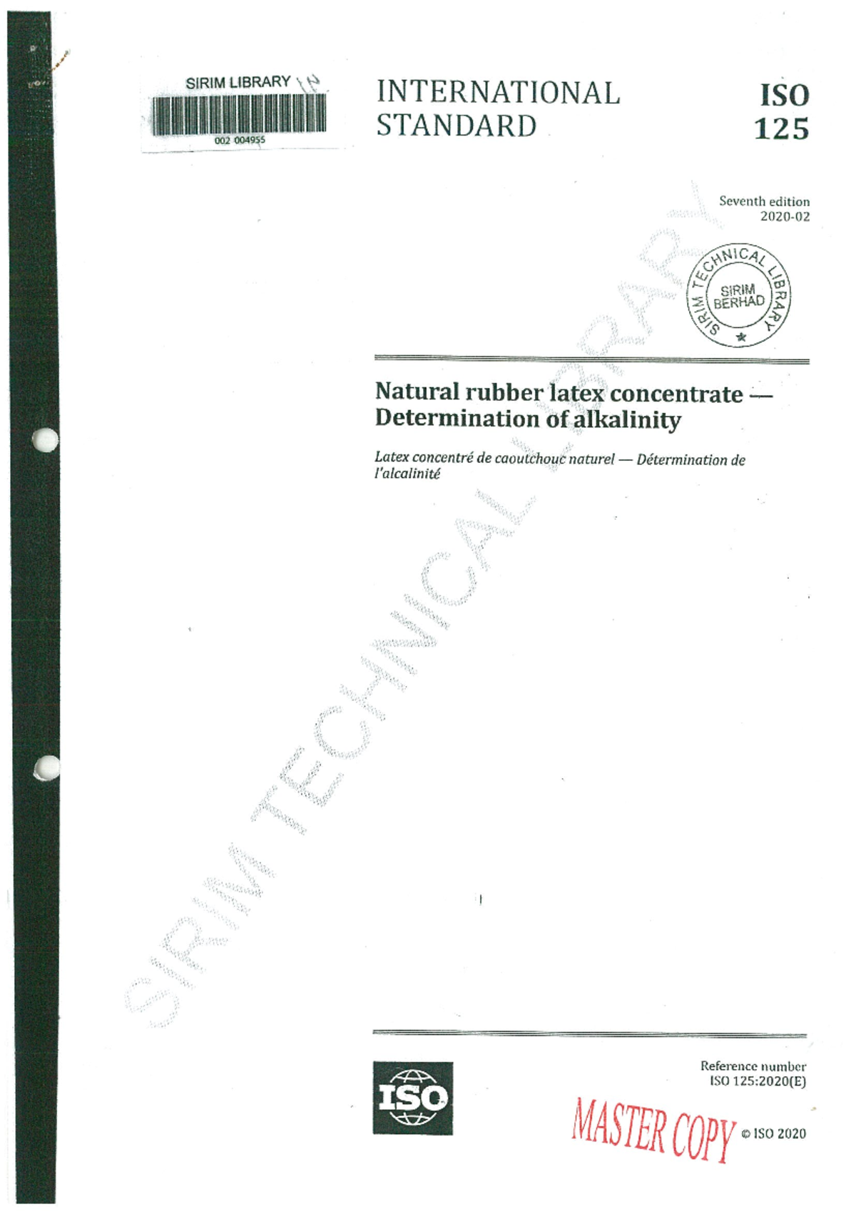 ISO 125 - Determination of alkalinity - Polymer Technology - Studocu