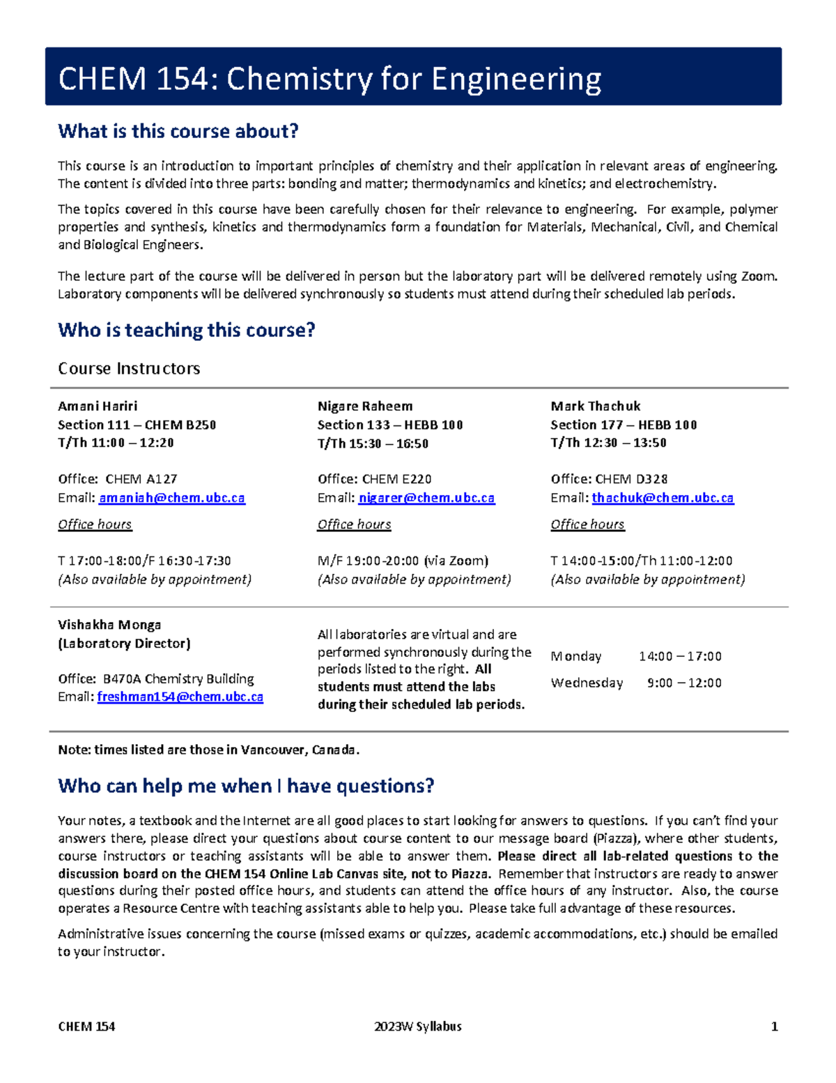 2023W-CHEM154-Syllabus - What is this course about? This course is an ...