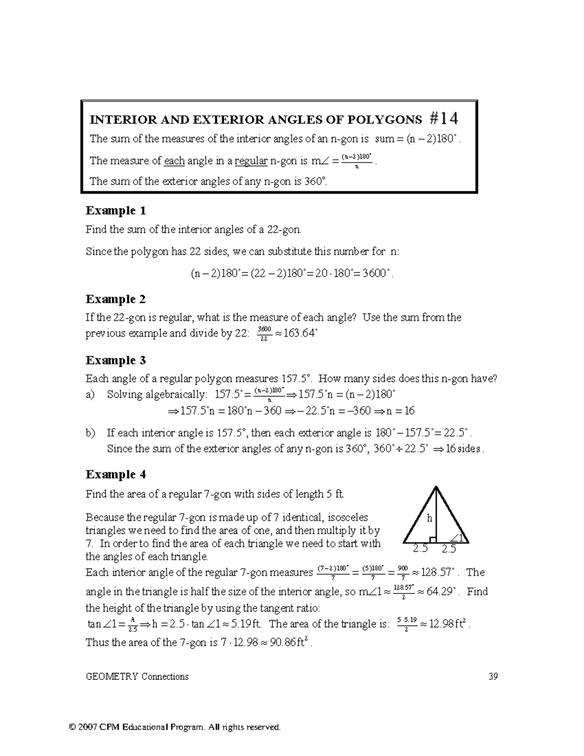 GC Interior Exterior angles of polygons Extra Practice - GEOMETRY ...