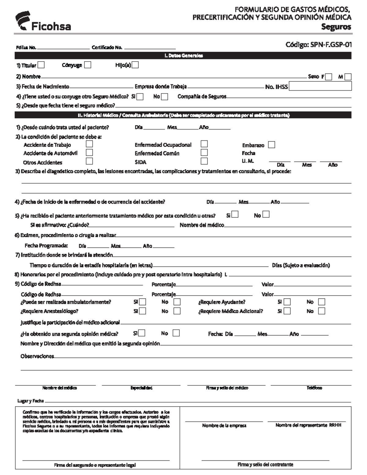 Formulario de gastos médicos precertificación y segunda opinión médica ...