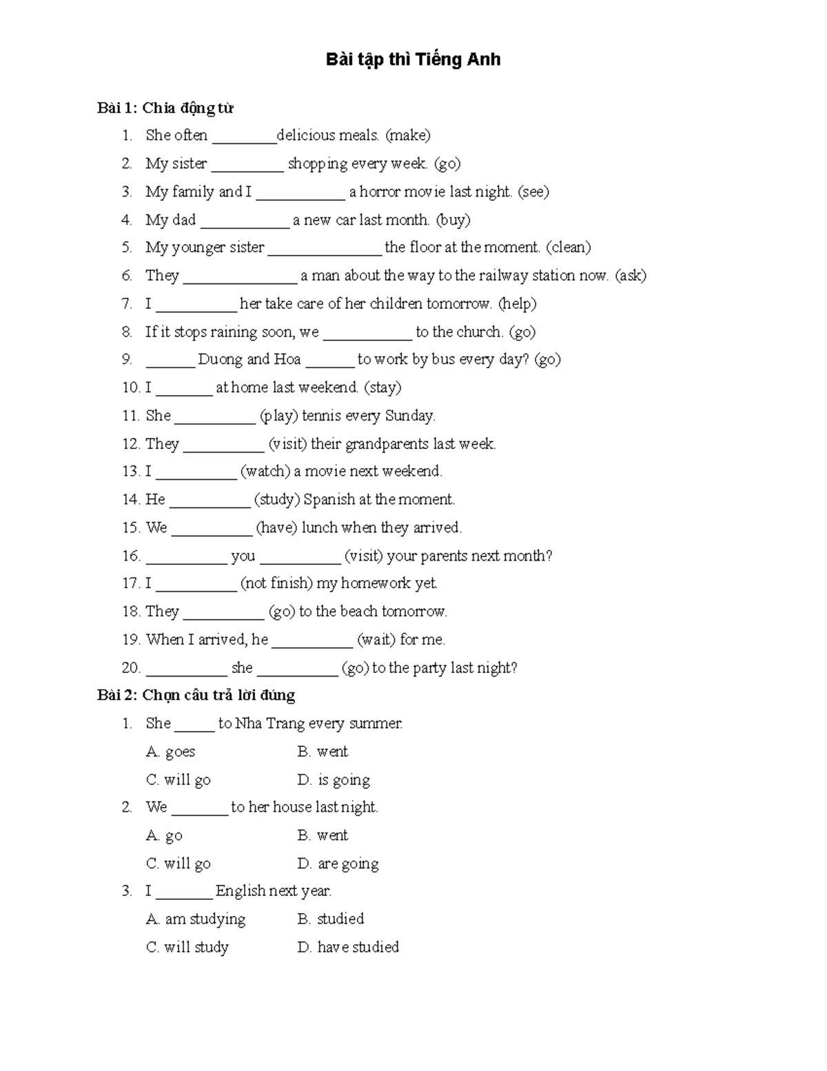 BT thì TA - fagd gahs jsjsk đt ketkdtkrsusjrj jsusjtjss - Bài tập thì ...