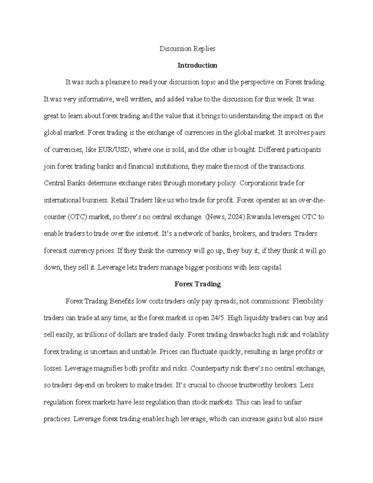 Module 3 Discussion Reply - Discussion Replies Introduction It was such ...