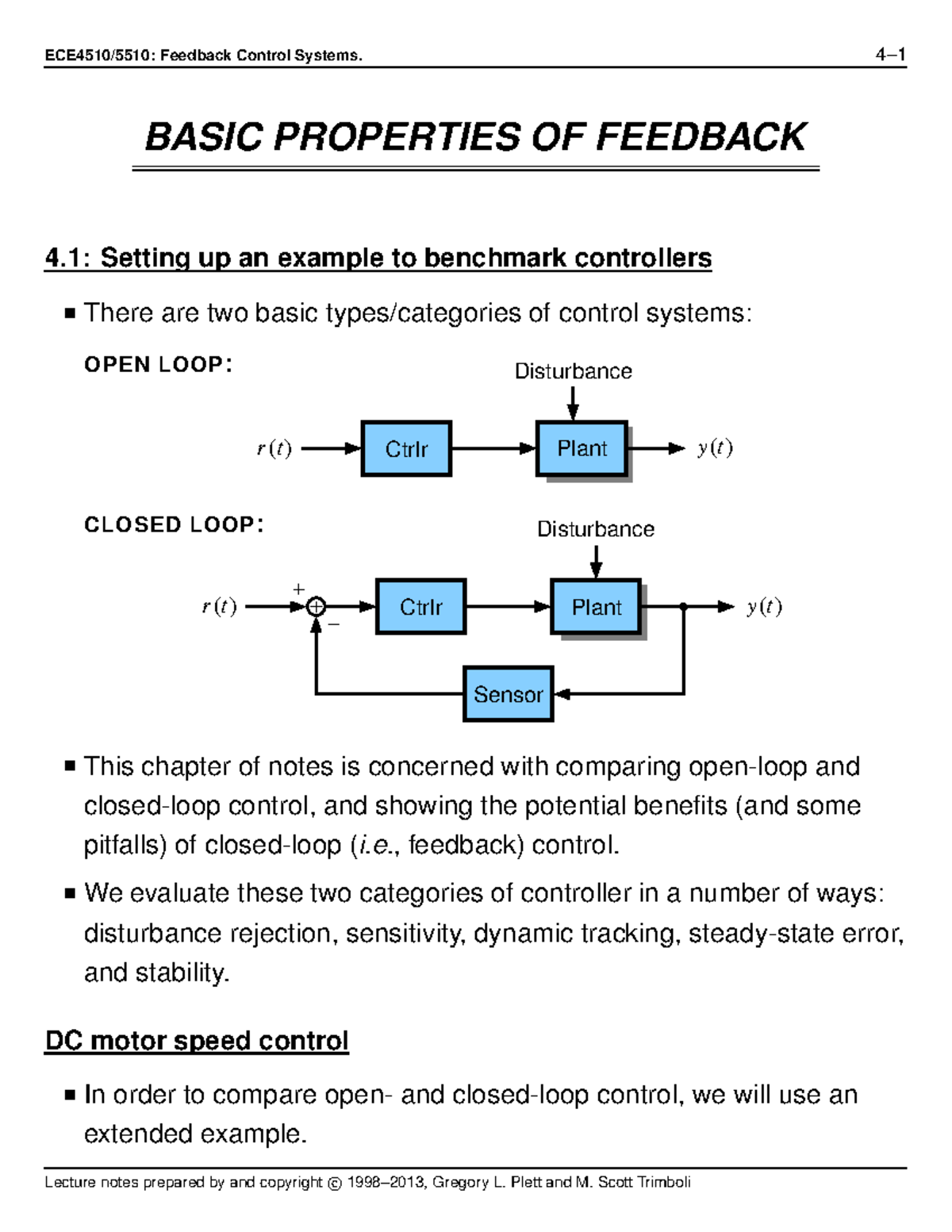 Basic Properties OF Feedback - ECE4510/5510: Feedback Control Systems. 4– BASIC PROPERTIES OF ...