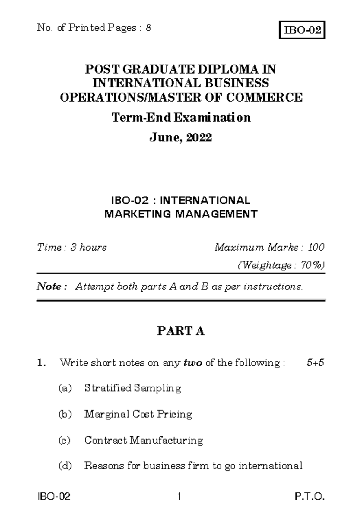 IBO-2 - lecture - IBO-02 1 P.T. IBO- POST GRADUATE DIPLOMA IN ...