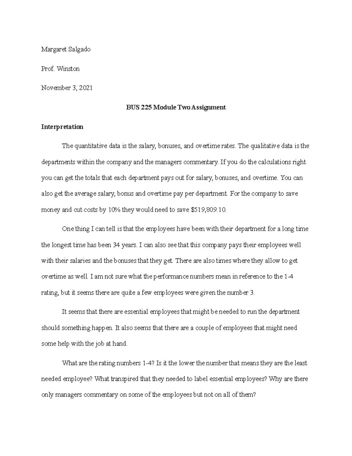 BUS225 Module Two Assignment-Salgado - bus225 - SNHU - Studocu