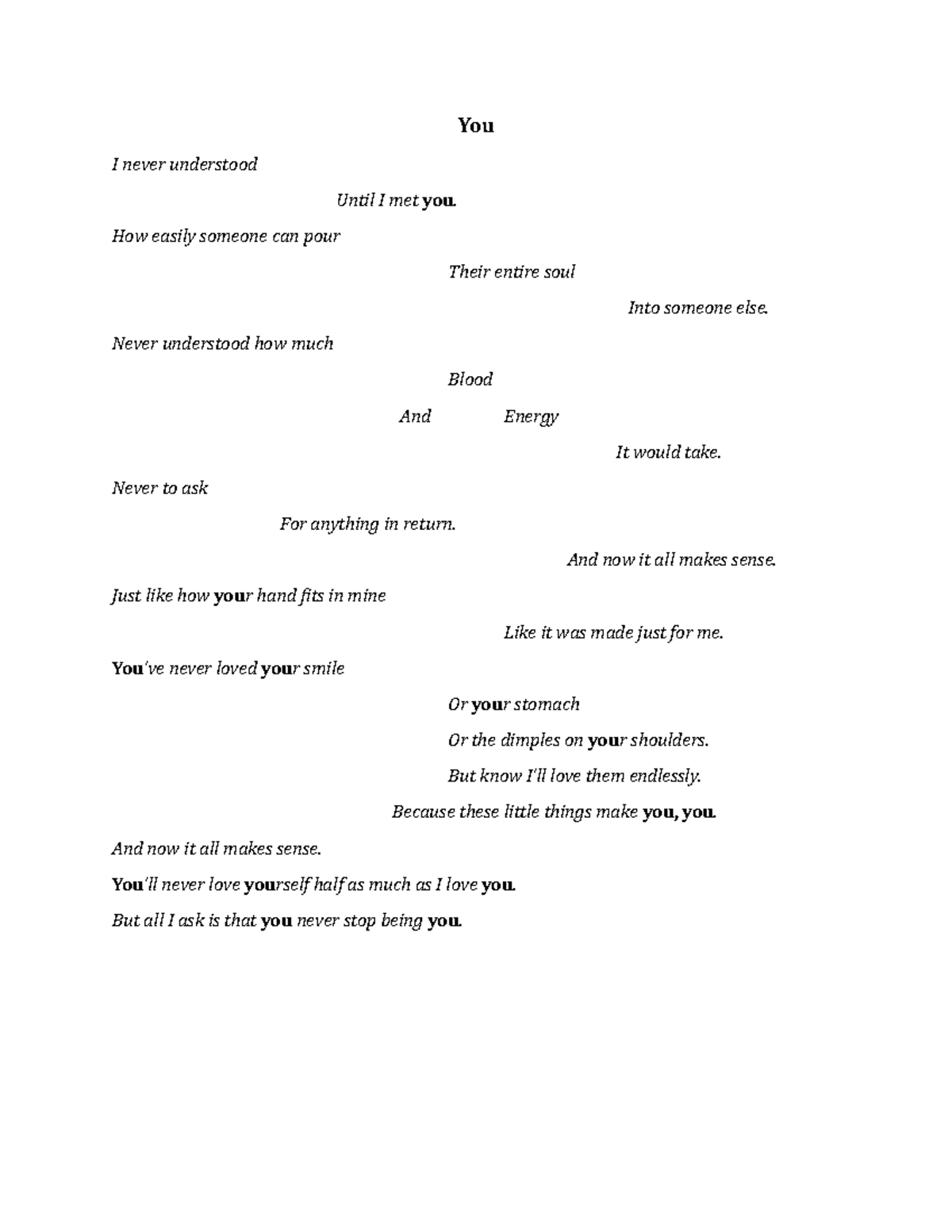 Poem seven - Professor Jonas Zdanys - You I never understood Until I ...