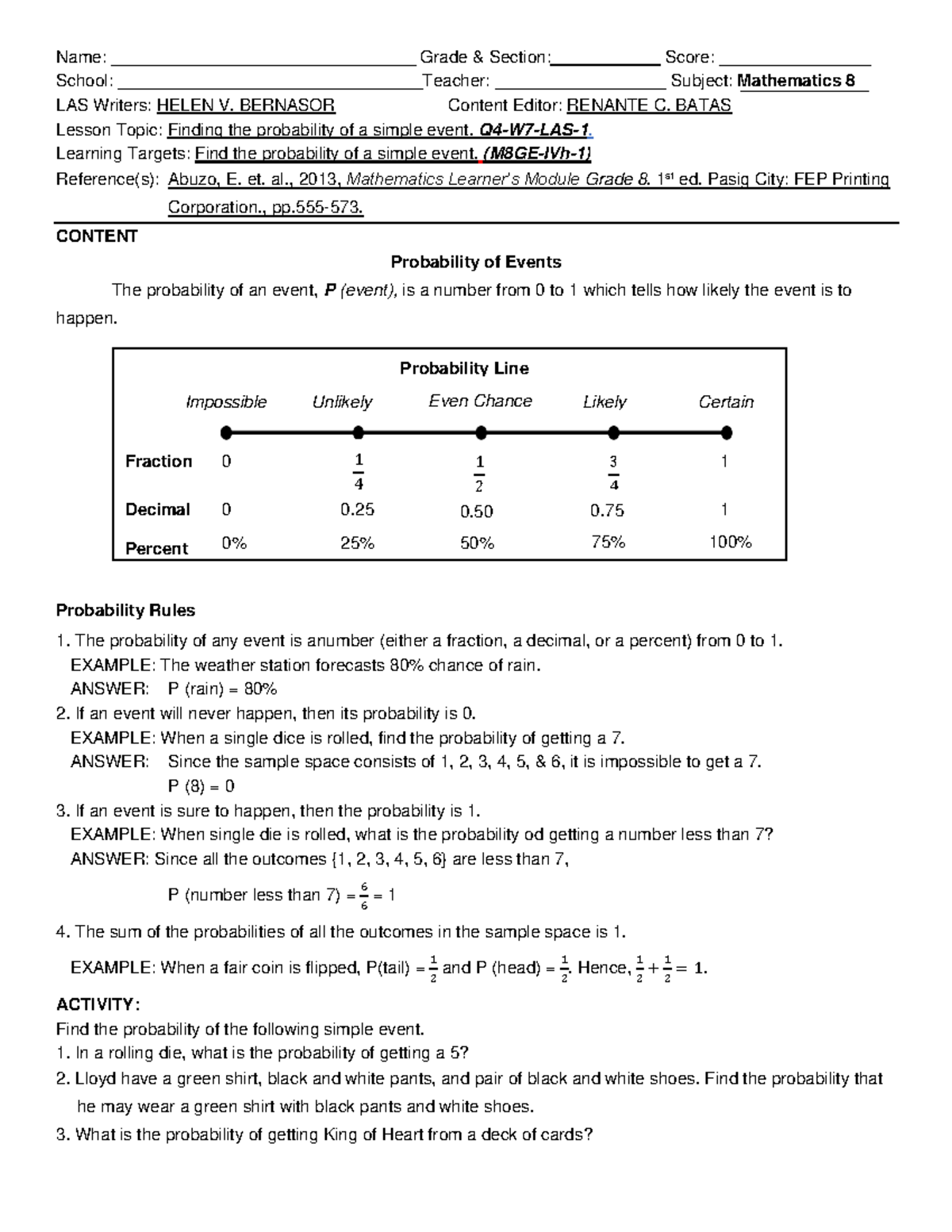 MATH 8 Q4 WK7 LAS1 - Math - Name ...