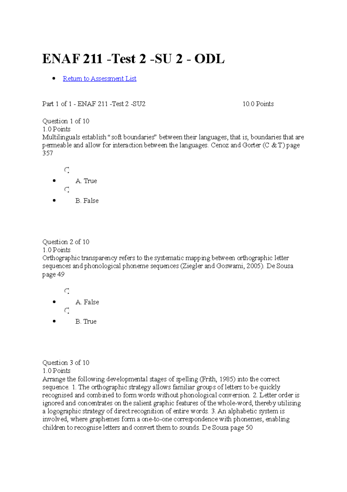 ENAF 211 Efundi TEST 2 Study UNIT 2 2019 - ENAF 211 -Test 2 -SU 2 - ODL ...