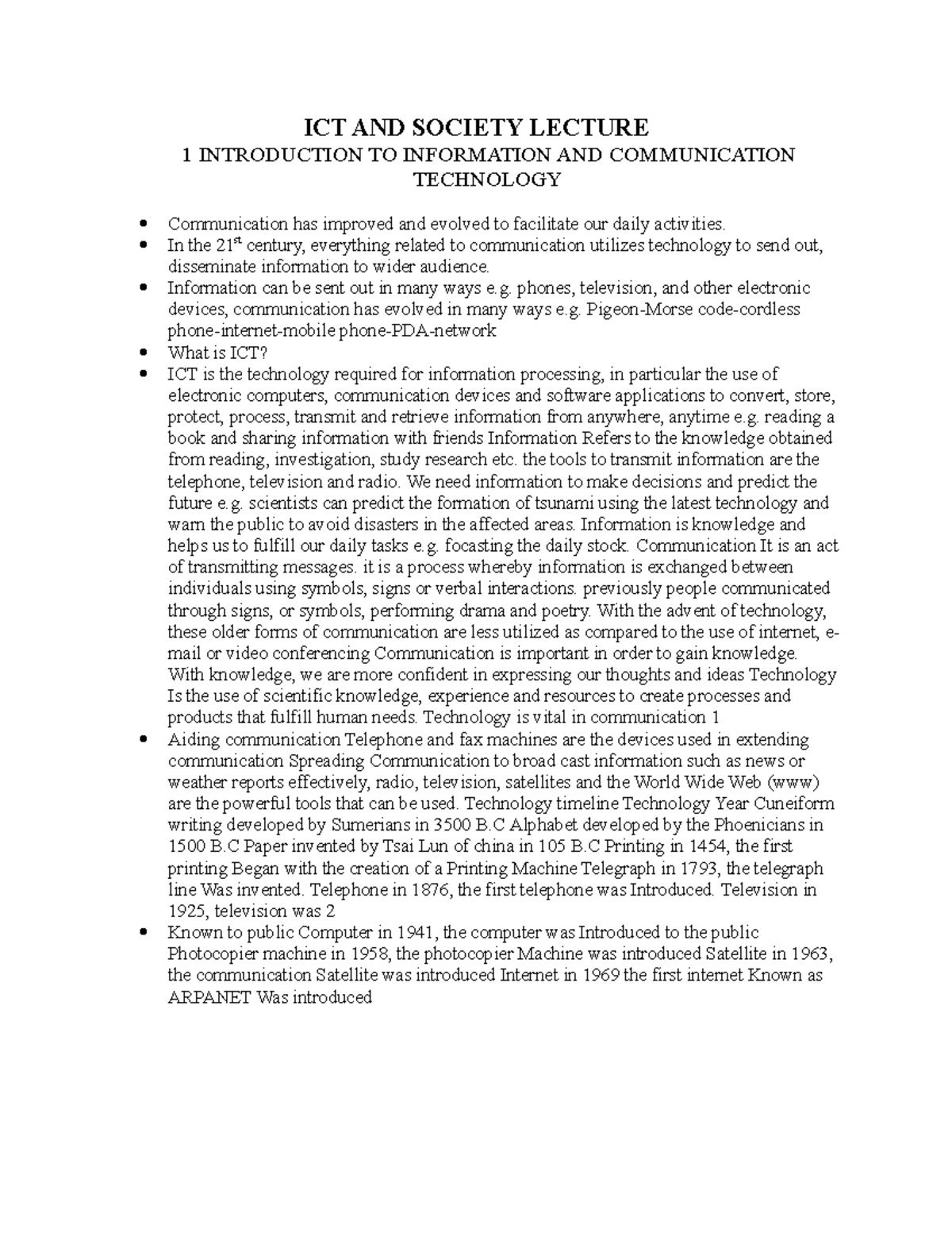 Man ICT and Society - Lecture notes 6 - ICT AND SOCIETY LECTURE 1 ...