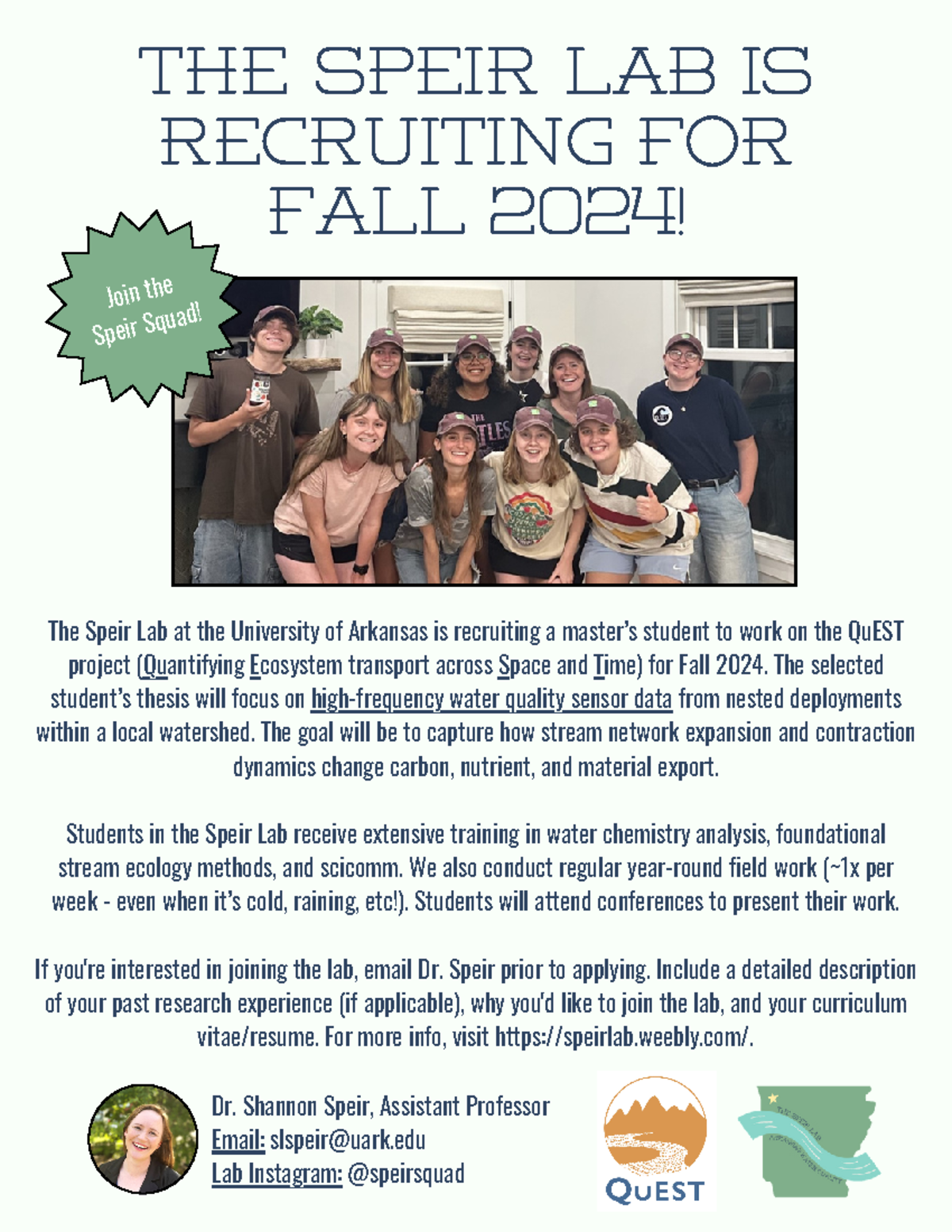 Fall Position - nice material - Join the Speir Squad! The Speir lab is ...