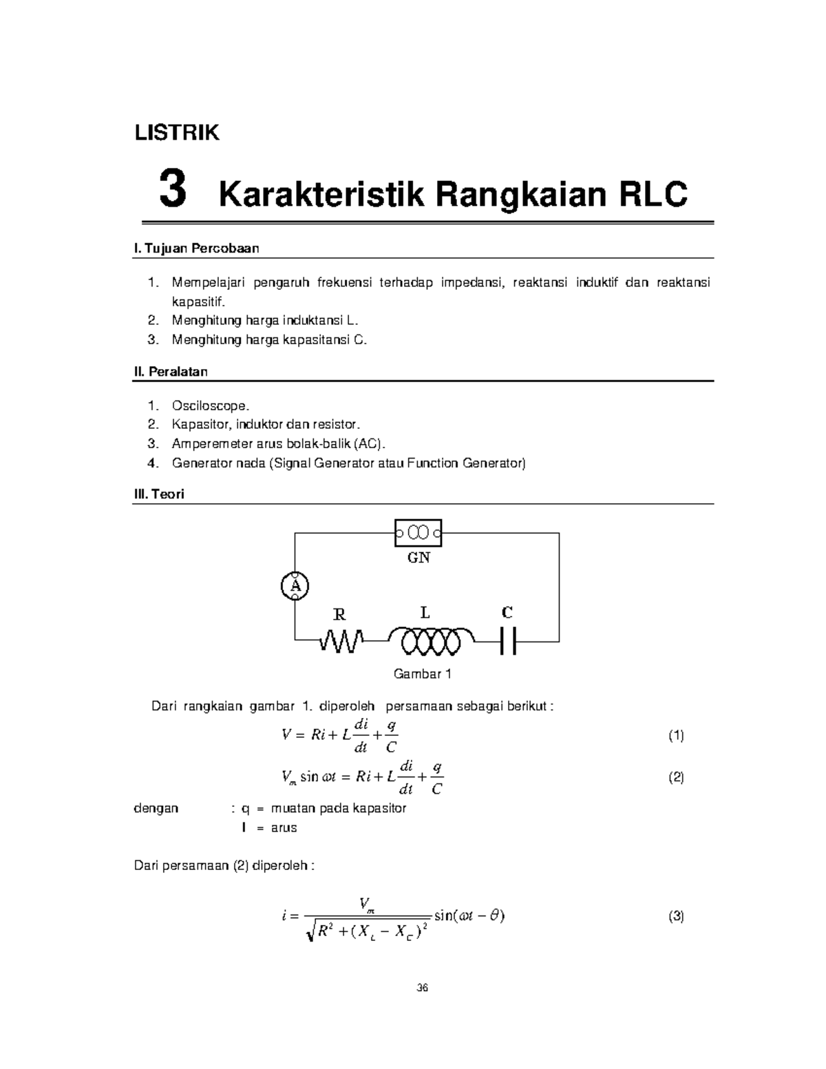 modul Rangkaian PLC - 36 LISTRIK 3 Karakteristik Rangkaian RLC I ...