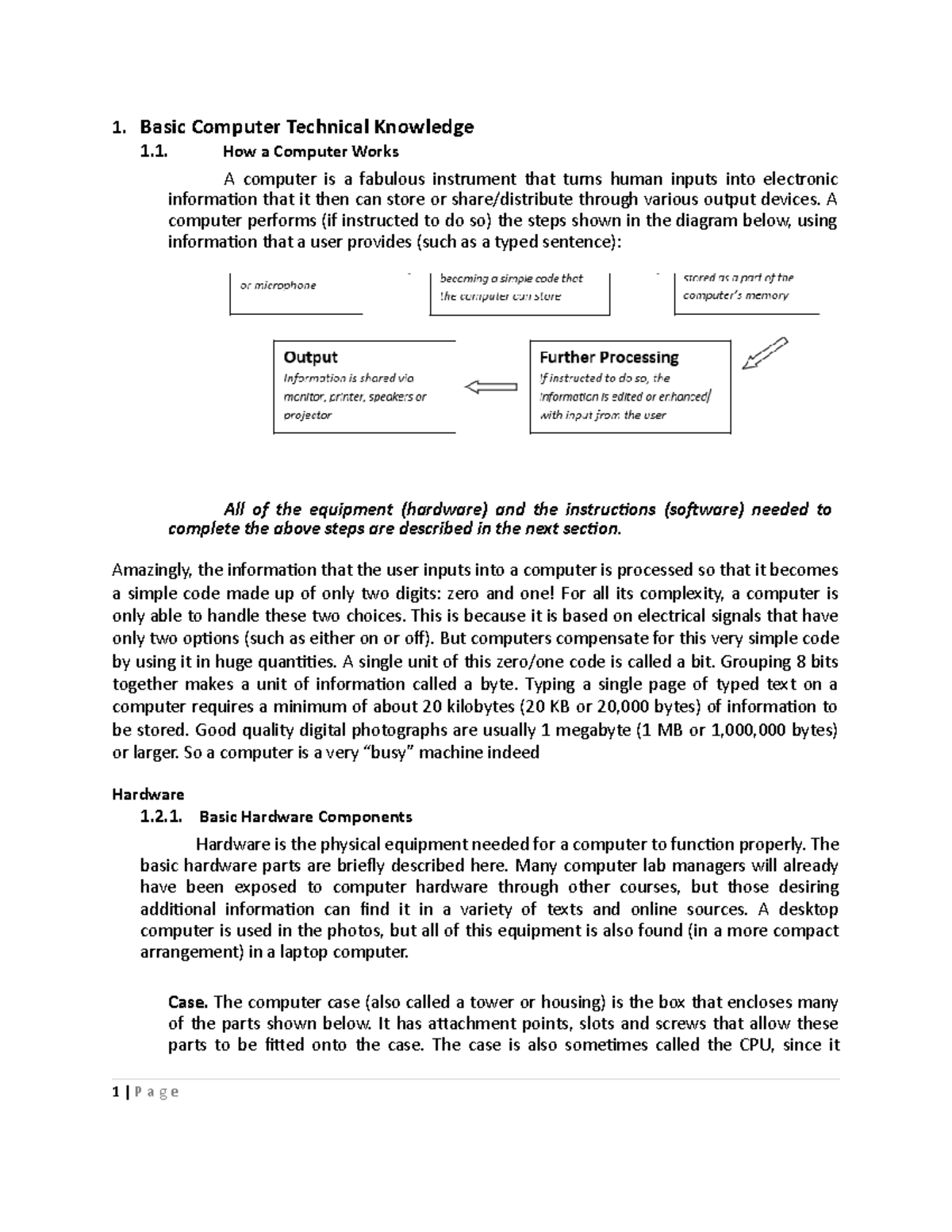 Chapter 1 - INTRODUCTION IT - 1. Basic Computer Technical Knowledge How ...