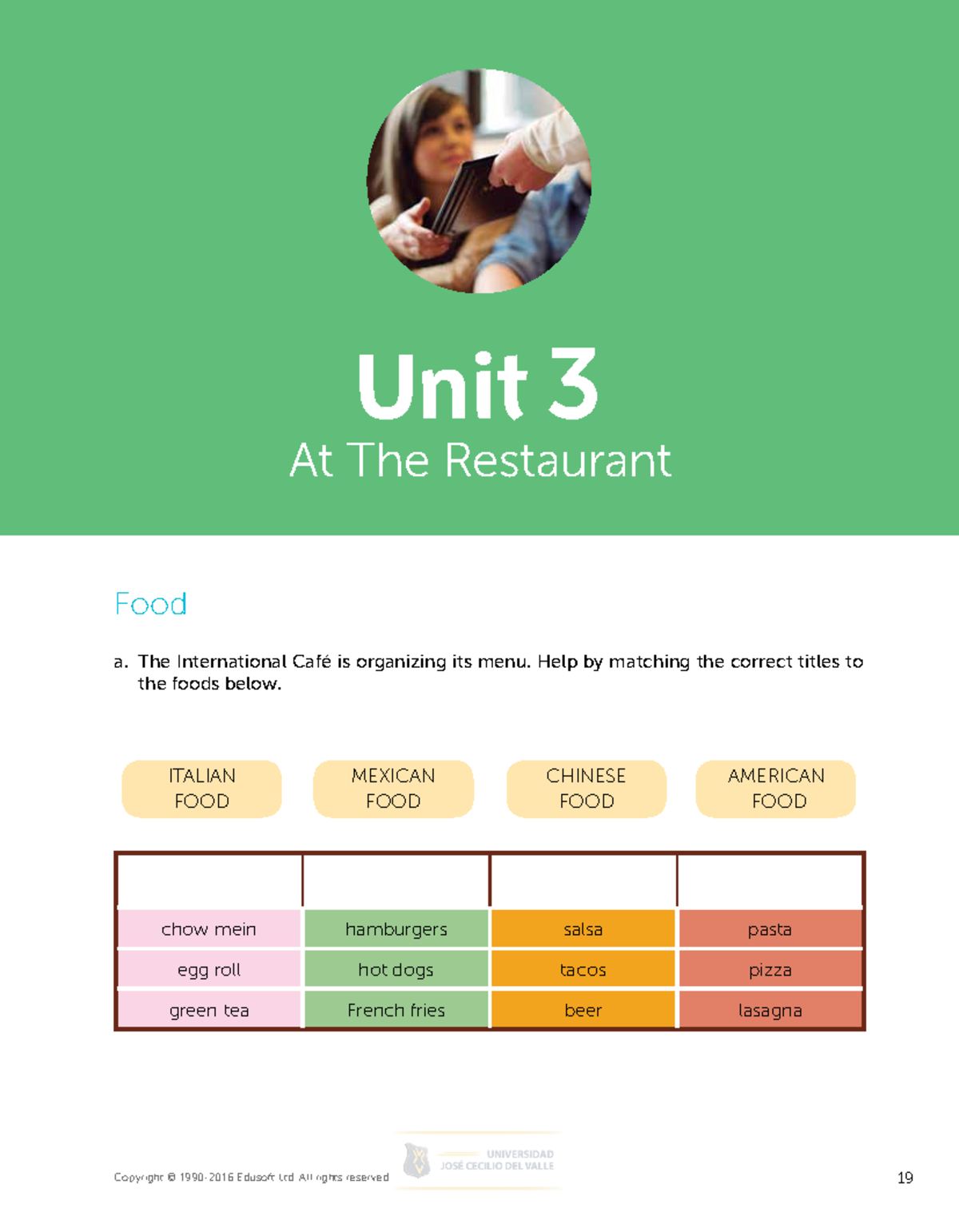 Documento-03-Basic 1 Workbook Unit 3 - Food a. The International Café ...