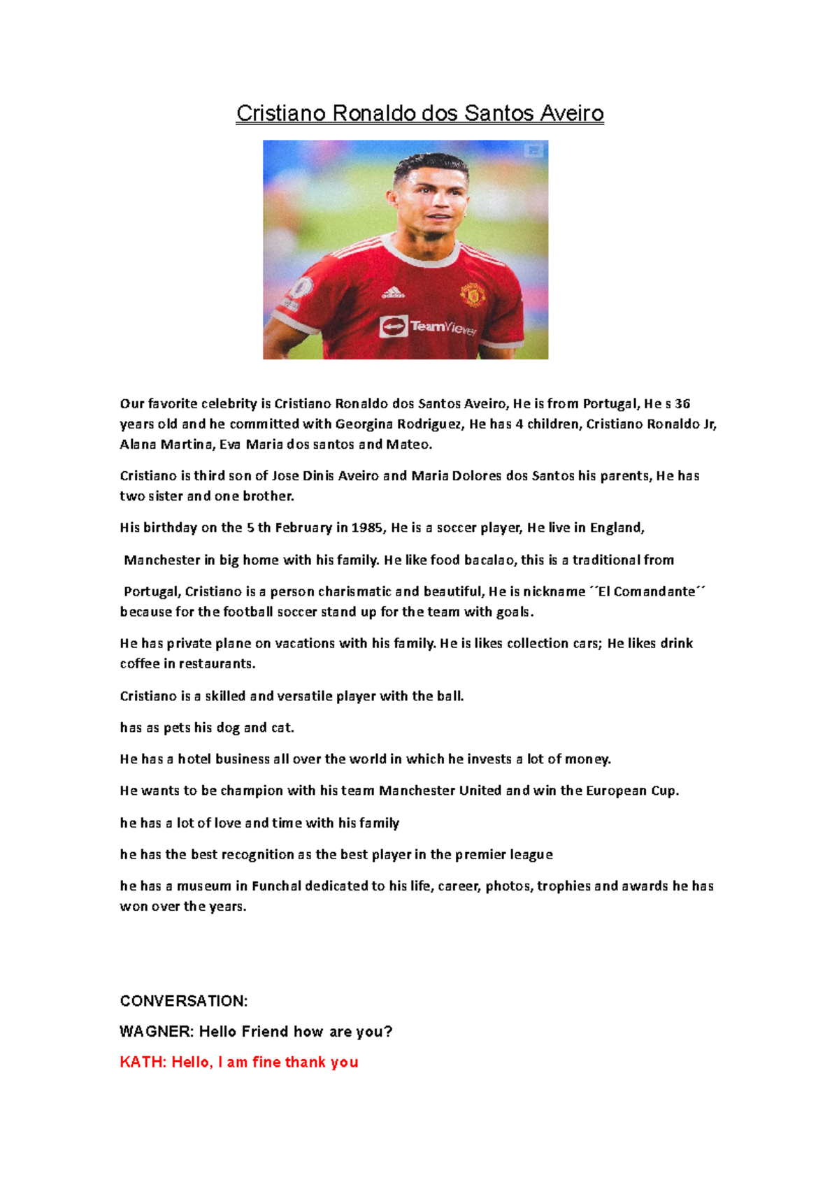 Cristiano Ronaldo dos Santos Aveiro - Cristiano is third son of Jose ...