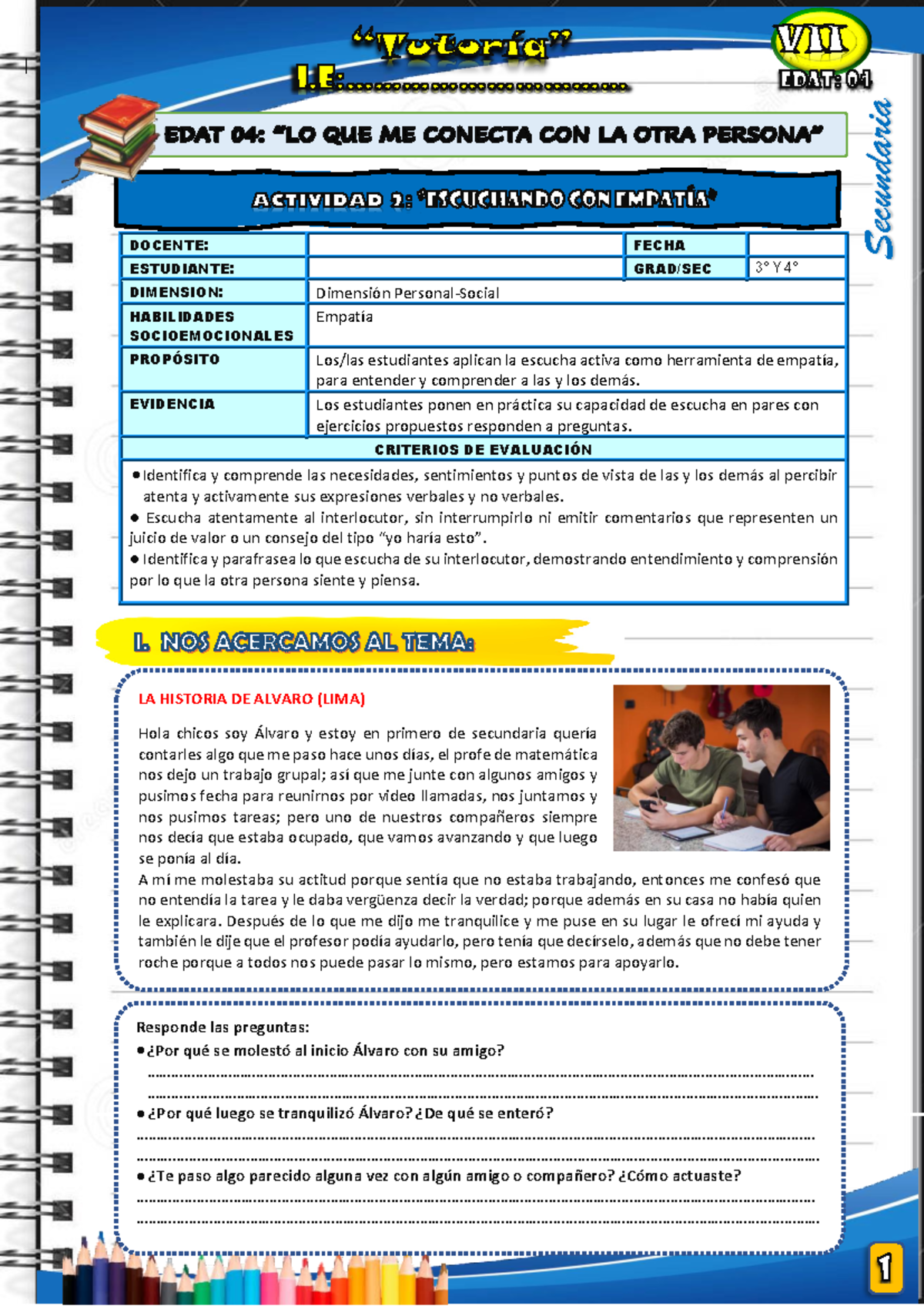 3° y 4° Tutoria Ficha DE Actividad 2 EDAT 4 2023 - | Secundaria DOCENTE ...