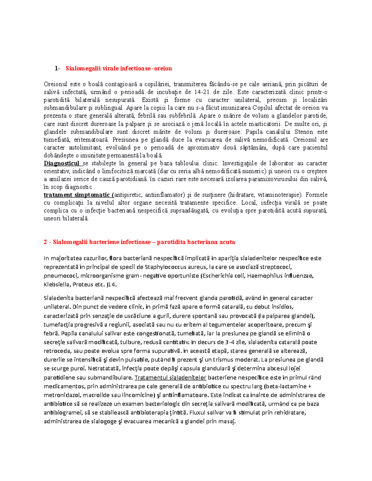 Sub-OMF - omf - 1- Sialomegalii virale infectioase -oreion Oreionul ...