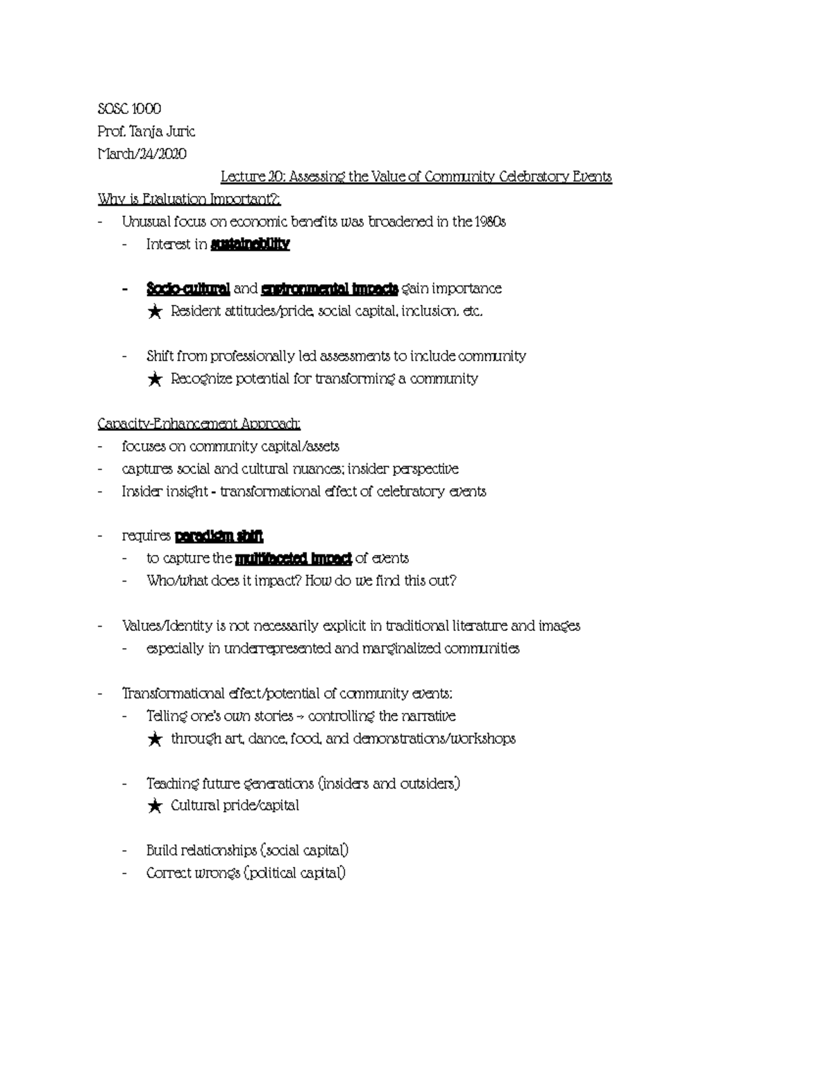 SOSC 1000 lecture 20 - Winter 2020 Professor Tanja Juric - SOSC 1000 Prof. Tanja Juric Mar/24 ...