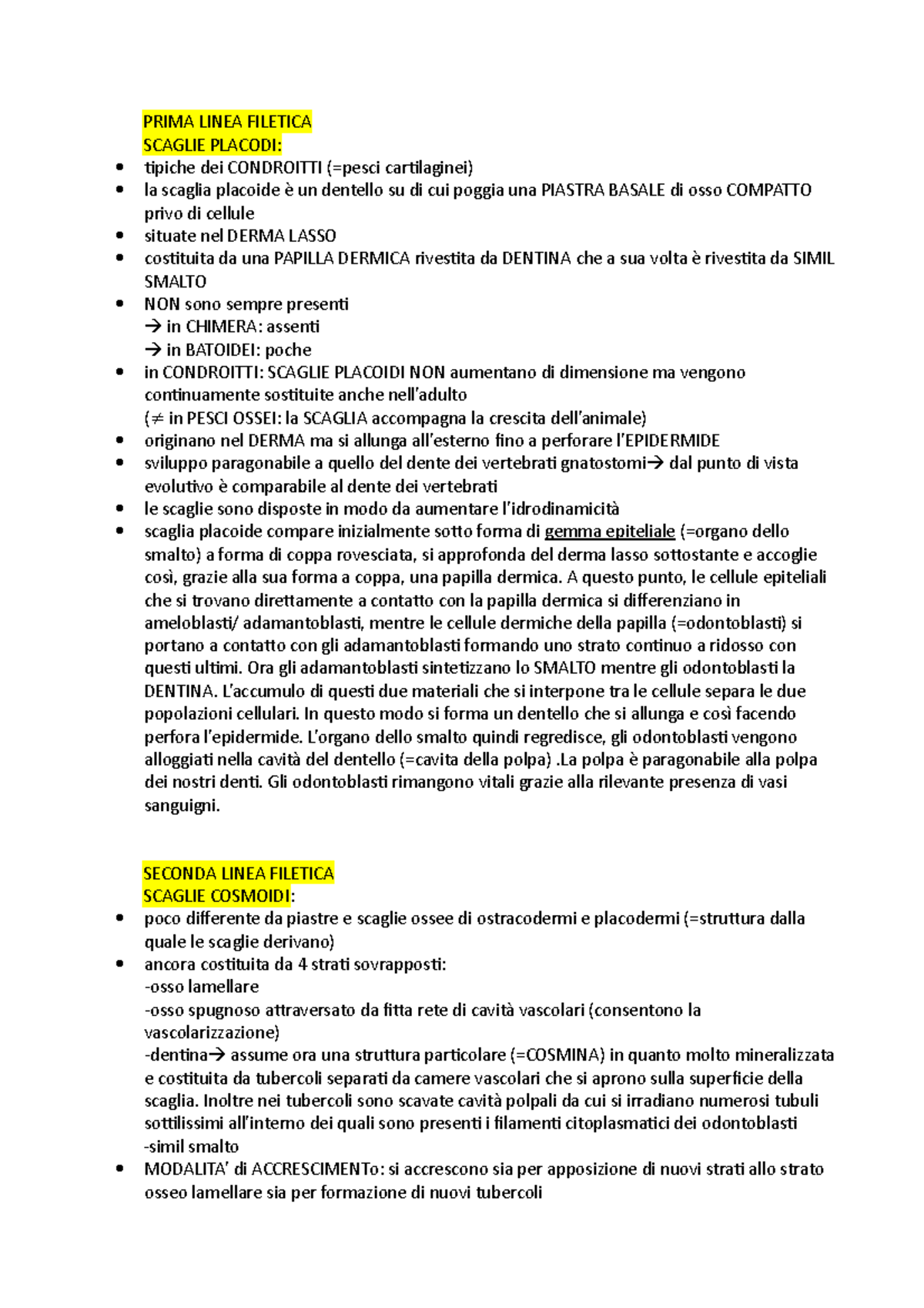 Apparato Tegumentario Pesci - PRIMA LINEA FILETICA SCAGLIE PLACODI ...