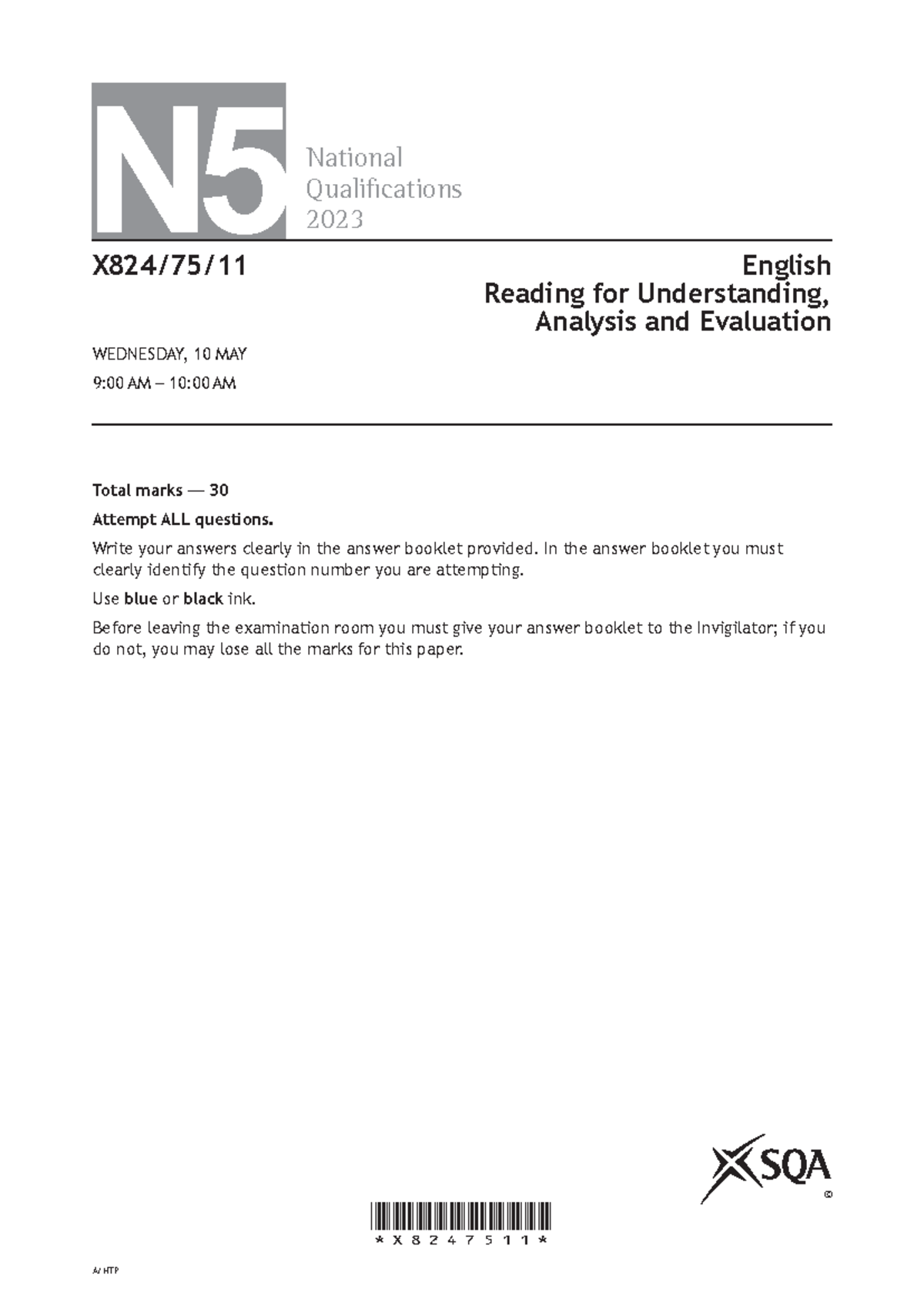 N5 English Reading-for-Understanding-Analysis-and-Evaluation 2023 - N ...