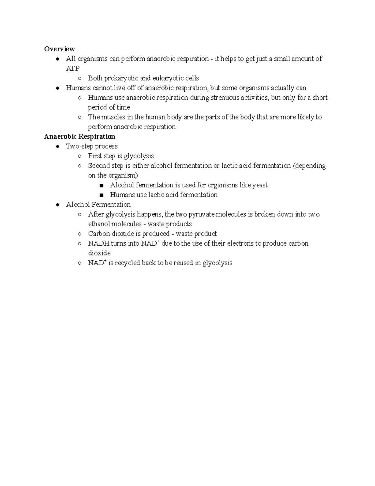 Anaerobic Respiration Lecture - Overview All organisms can perform ...