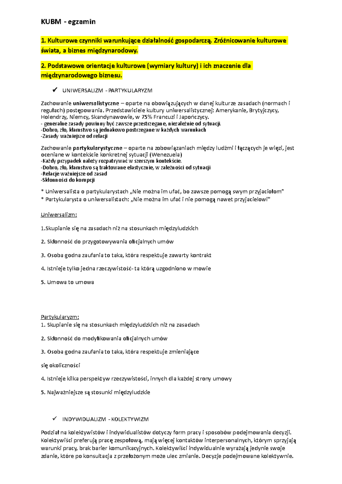 KUBM - egzamin - Answers to questions that were required for the exam ...