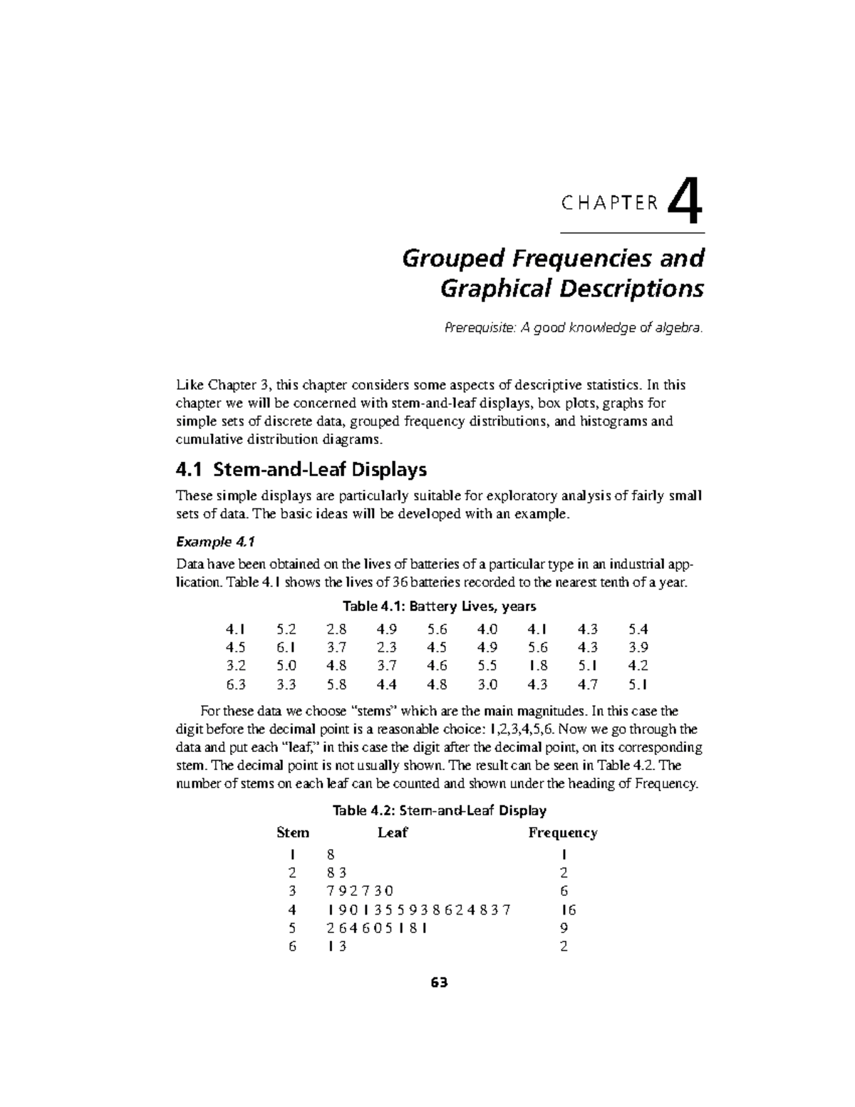Strat prob p3 - C H A P T E R 4 Grouped Frequencies and Graphical Descriptions Prerequisite: A ...