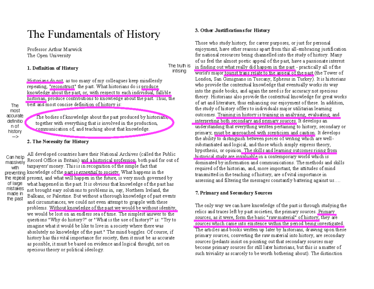 The fundamentals of history - The Fundamentals of History Professor ...