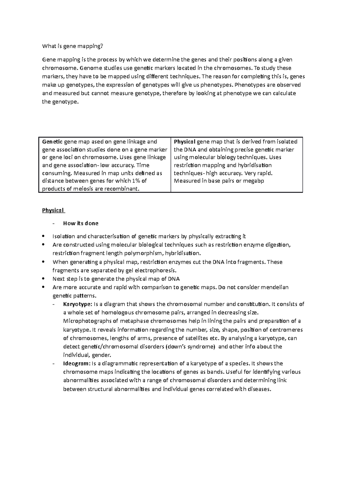 Gene Mapping - Notes summarised from lecture slides, reliable sources ...