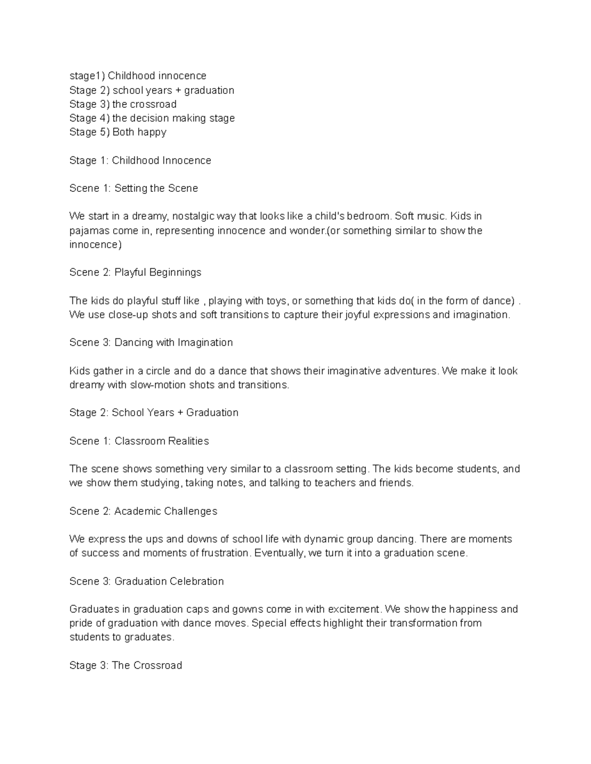 Performance Practice - notes - stage1) Childhood innocence Stage 2 ...
