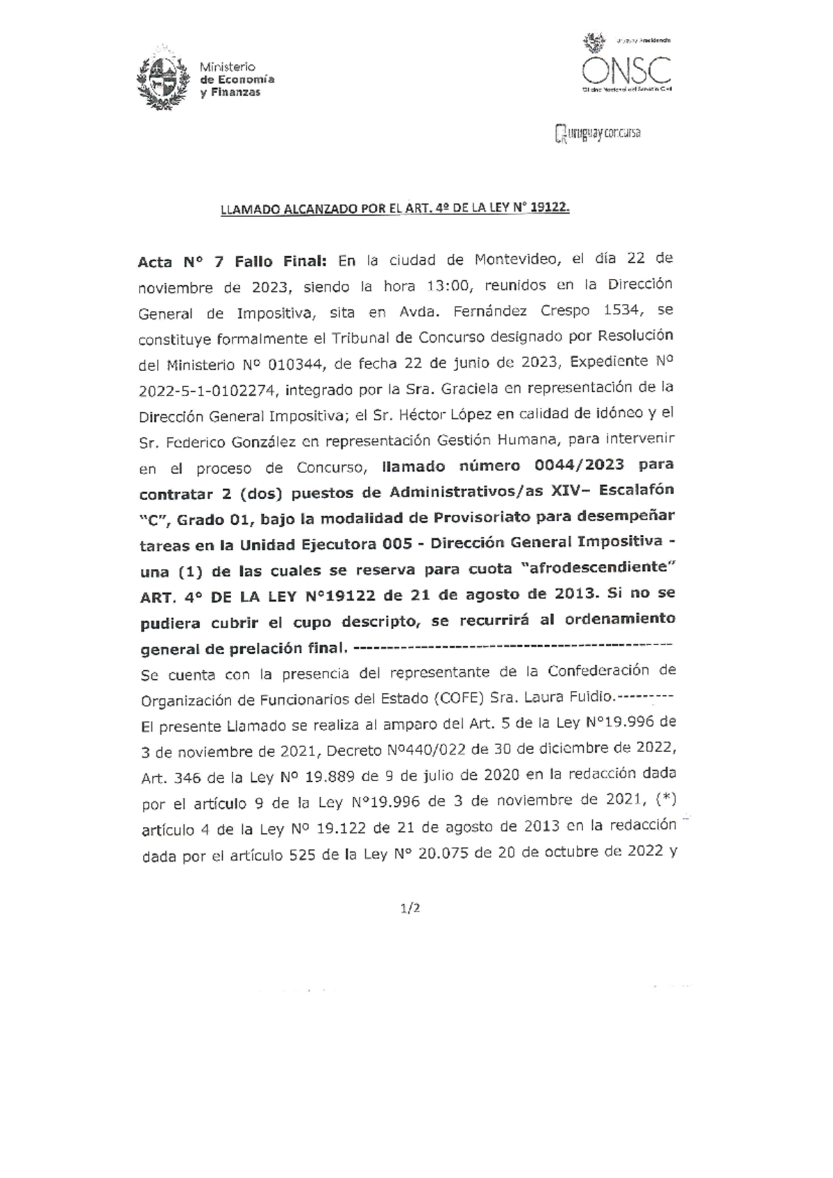 Acta N-7 - dfbdfb - Orden de Prelación Final General 0044/2023 ...