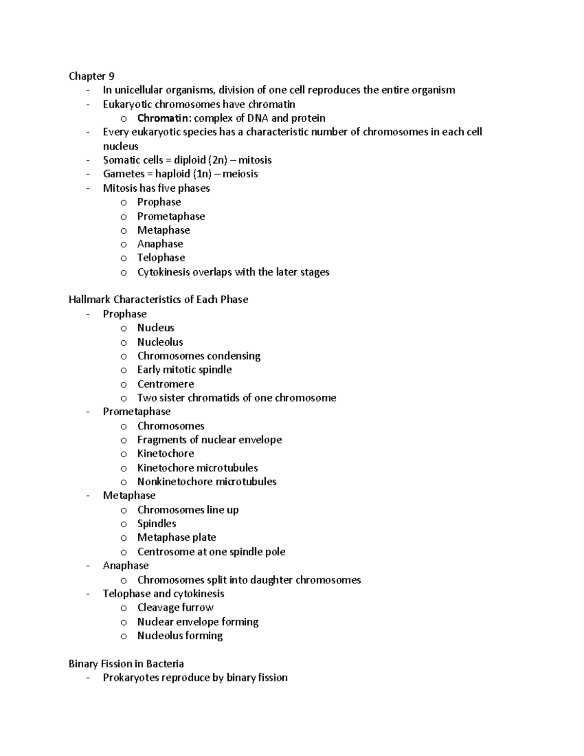 Life 120 Chapter 9 - Anna Hiatt - Chapter 9 - In unicellular organisms ...