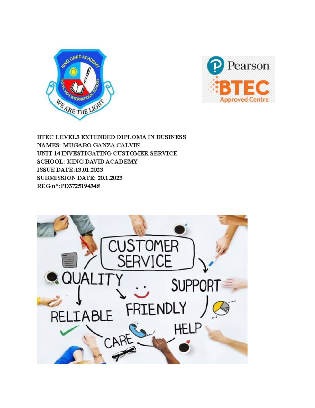 Customer service second - BTEC LEVEL3 EXTENDED DIPLOMA IN BUSINESS ...