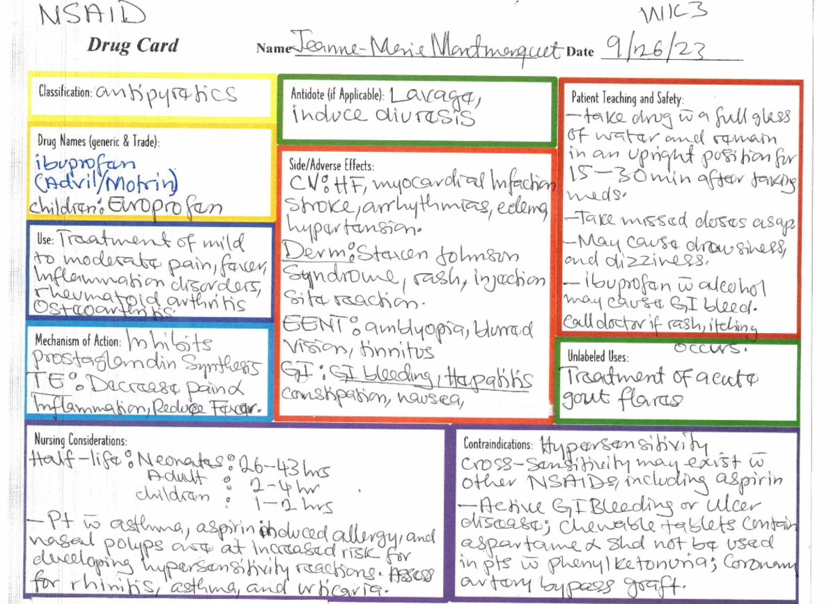 Pharmacology Week3-Drug Cards-07 - NSG 124 - Studocu