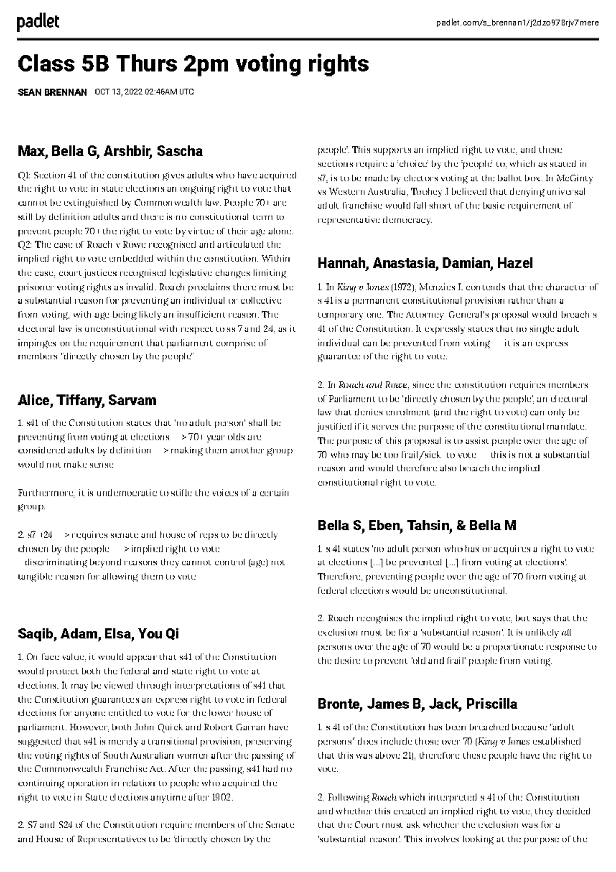 Class 5B Thurs 2pm Padlet on voting rights - padlet/s_brennan1 ...