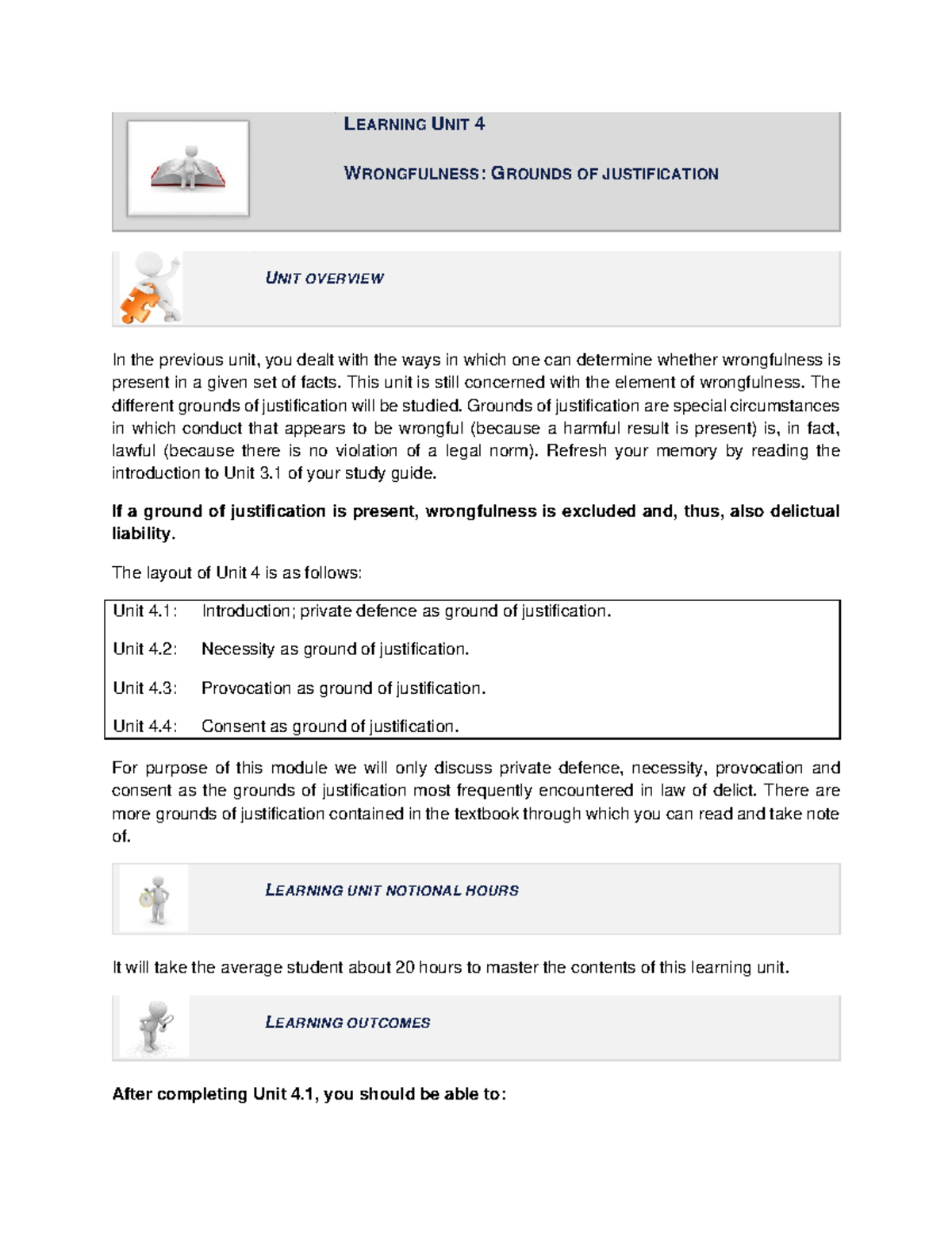 Learning Unit 4 - grounds of justification - LEARNING U NIT 4 W ...