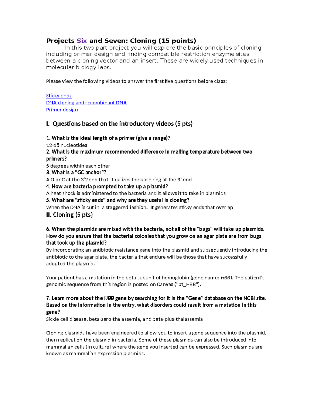 6 Proj - project 6 of the lab - Projects Six and Seven: Cloning (15 ...